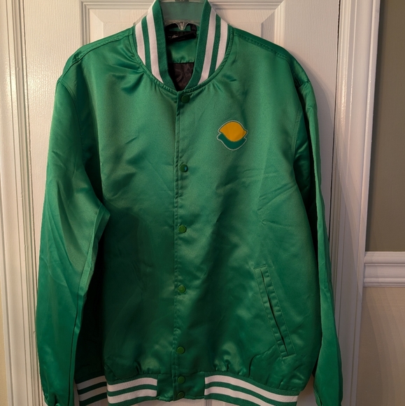 Coca Cola | Jackets & Coats | Coca Cola Green Satin Varsity Bomber ...